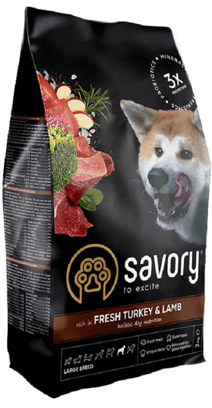 ᐉ Сухий корм для собак SAVORY Large Breeds rich in Fresh Turkey & Lamb ...