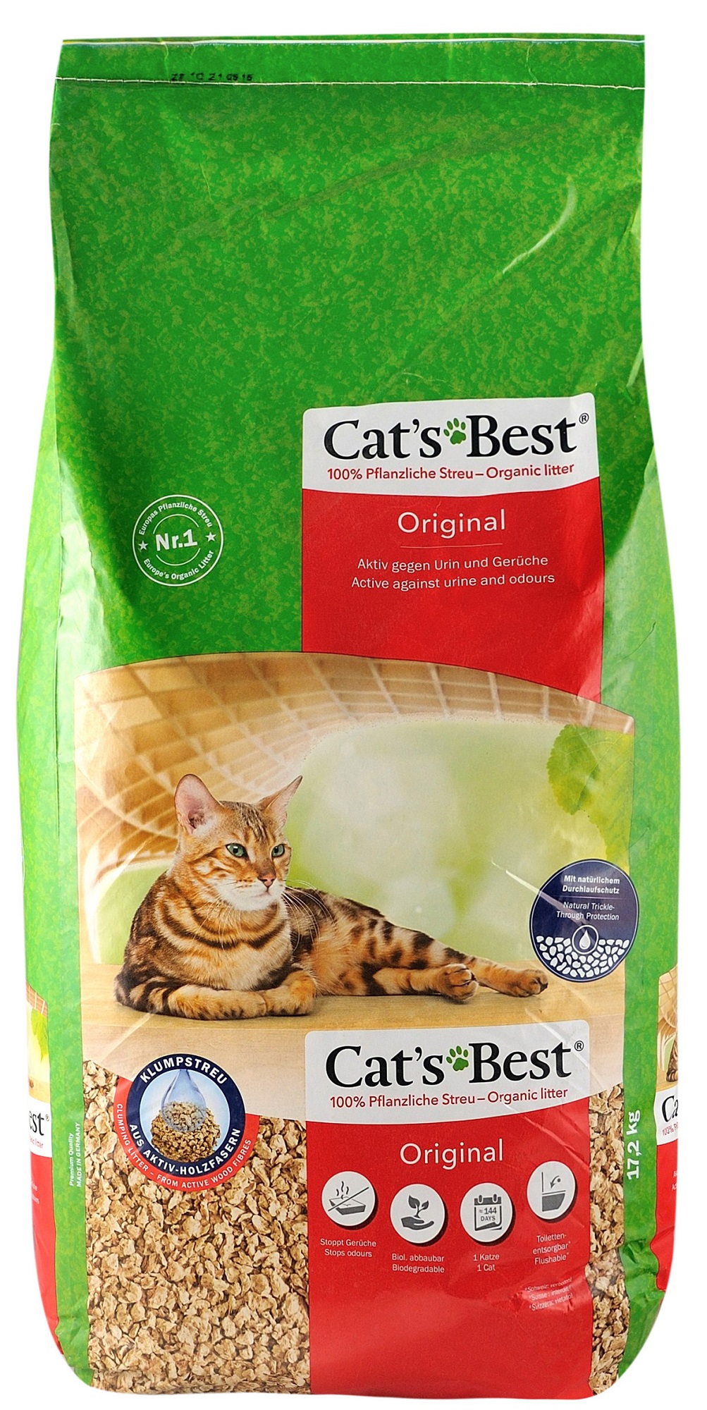 ᐉ Наповнювач для котячого туалету CATS BEST Original деревинний 17.2кг ...